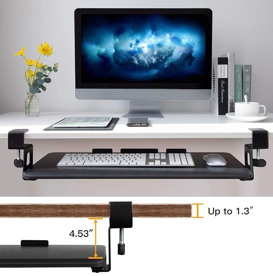 HUANUO Metal Clamp Mount Under Desk Slide Keyboard Tray, Computers ...