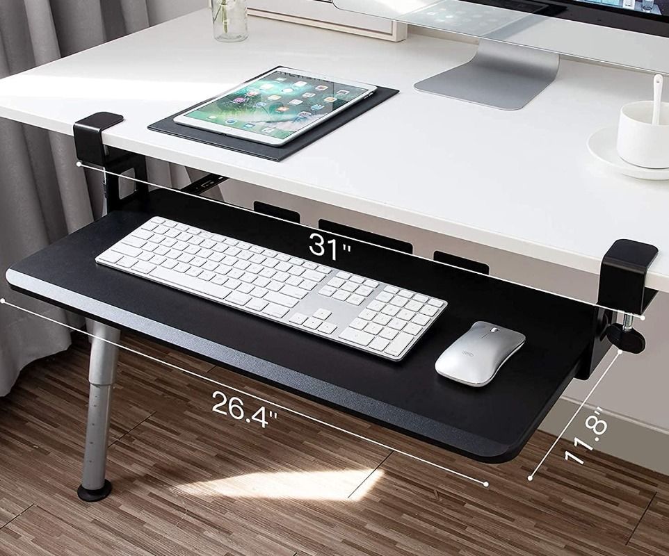 HUANUO Metal Clamp Mount Under Desk Slide Keyboard Tray, Computers ...