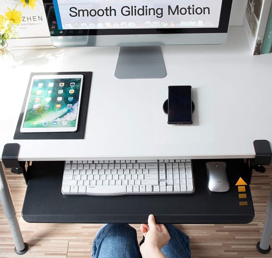 HUANUO Metal Clamp Mount Under Desk Slide Keyboard Tray, Computers ...