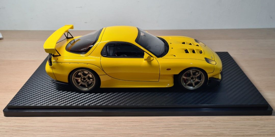 Ignition Model 1/18 Mazda RX-7 FD3S Yellow (Initial D), Hobbies & Toys, Toys & Games on Carousell