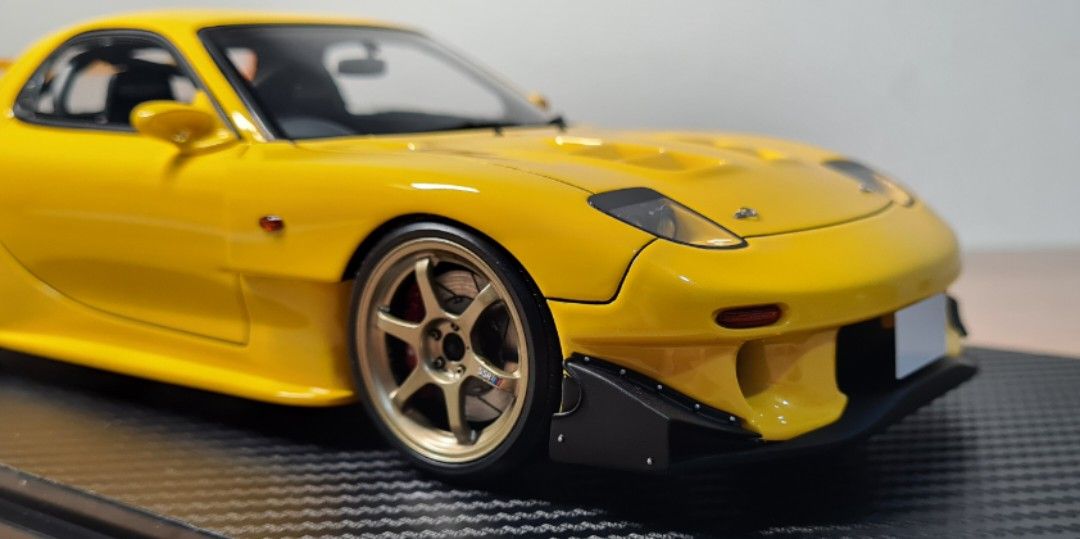 Ignition Model 1/18 Mazda RX-7 FD3S Yellow (Initial D), Hobbies & Toys, Toys & Games on Carousell