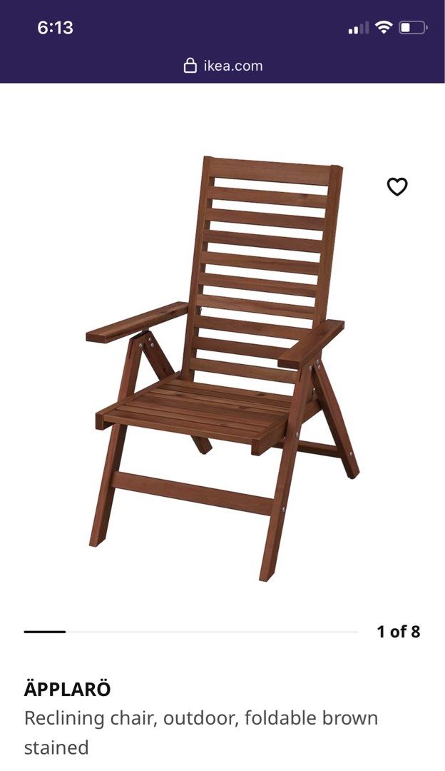 IKEA Applaro Reclining Chair , Foldable, Brown Stained, Furniture ... IKEA Applaro Reclining Chair , Foldable, Brown Stained, Furniture ...
