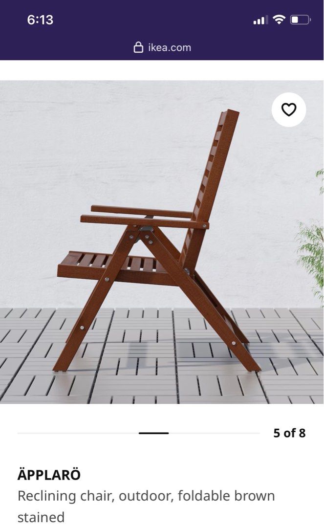IKEA Applaro Reclining Chair , Foldable, Brown Stained, Furniture ... IKEA Applaro Reclining Chair , Foldable, Brown Stained, Furniture ...