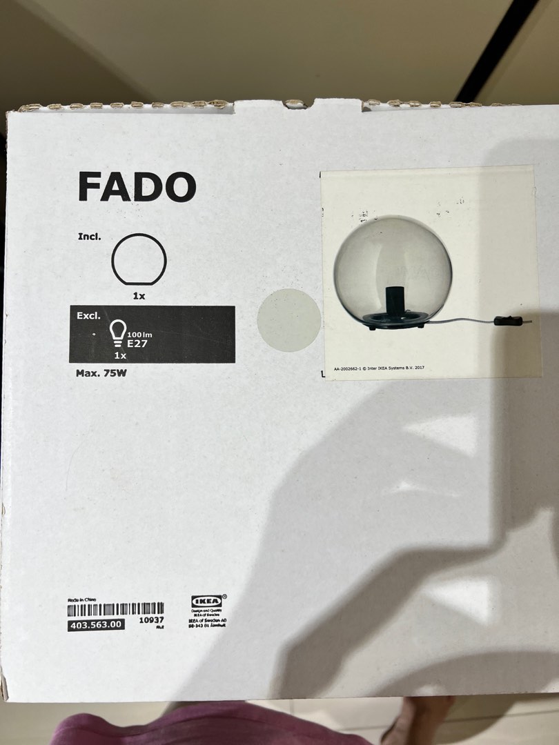 BNIB IKEA Fado light, Furniture & Home Living, Lighting & Fans ...