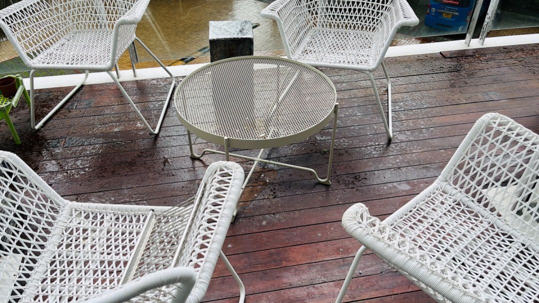 Ikea HOGSTEN Chair with armrests, outdoor, white, Furniture & Home ...