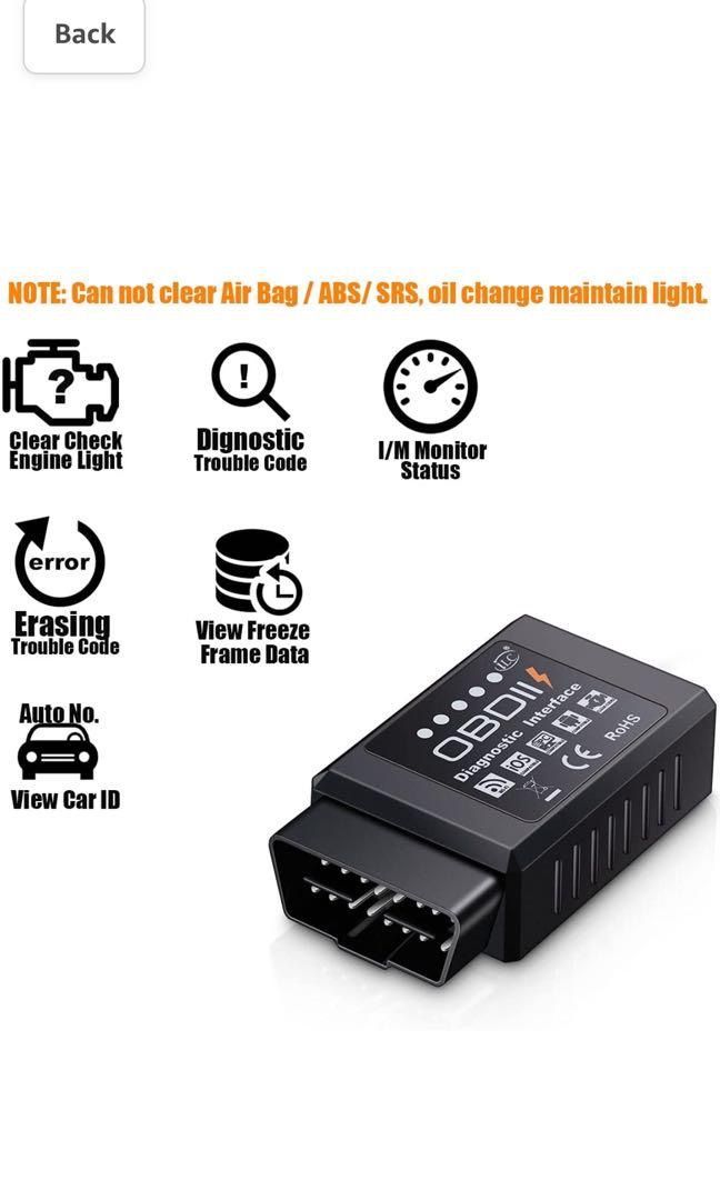 iLC OBD2 EOBD Wireless Car Code Reader Scan Tool, Car Accessories ...