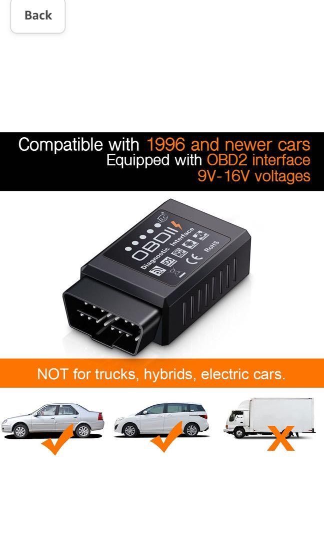 iLC OBD2 EOBD Wireless Car Code Reader Scan Tool, Car Accessories ...