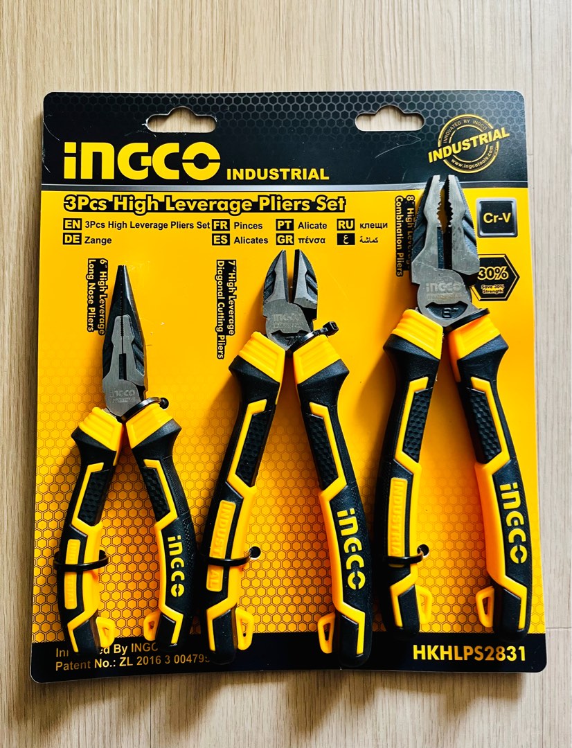 Ingco 3 Pcs High Leverage Pliers Set, Furniture & Home Living, Home Improvement & Organisation ...
