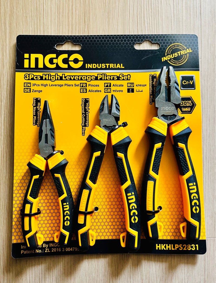 Ingco 3 Pcs High Leverage Pliers Set, Furniture & Home Living, Home Improvement & Organisation ...