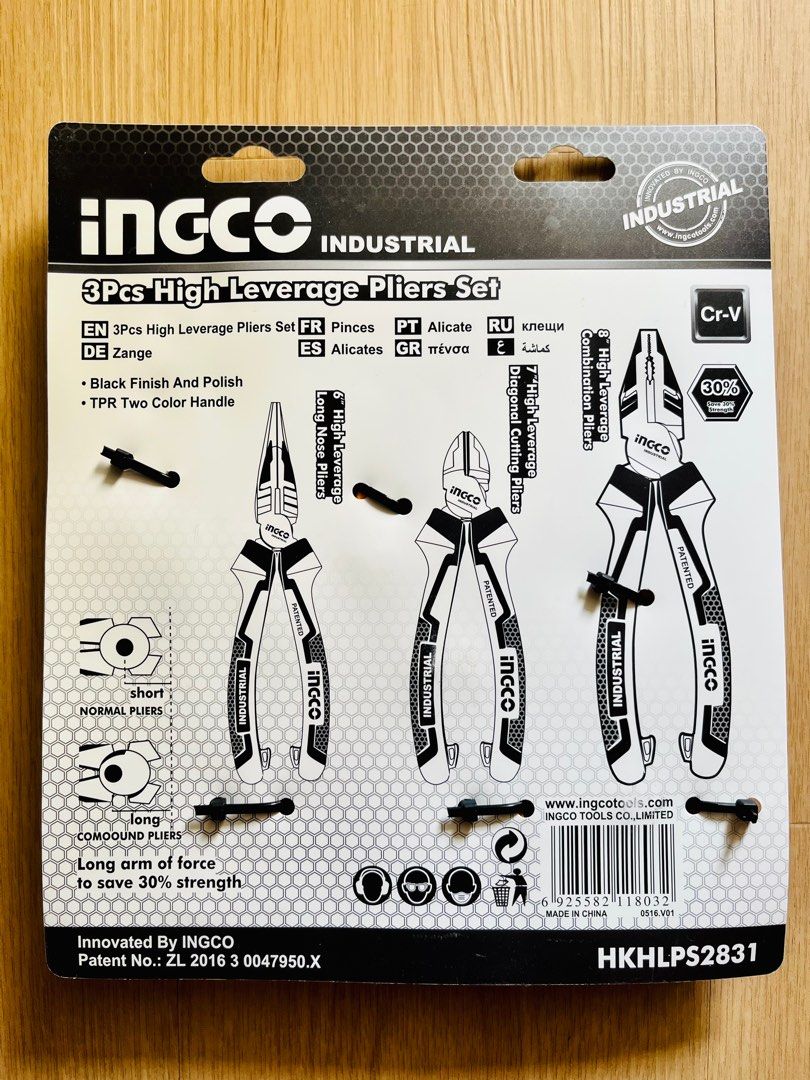 Ingco 3 Pcs High Leverage Pliers Set, Furniture & Home Living, Home ...