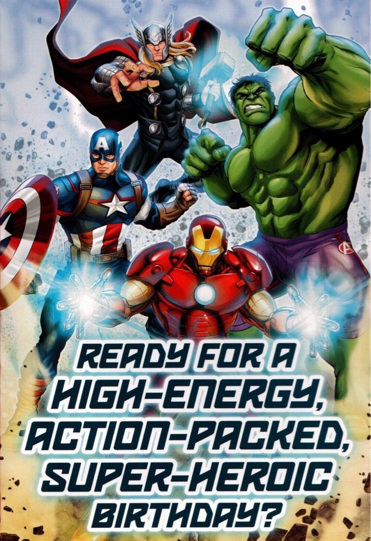Marvel Avengers Birthday Card (with music), 興趣及遊戲, 手作＆自家設計, 文具及工藝 - 畫作及 ...