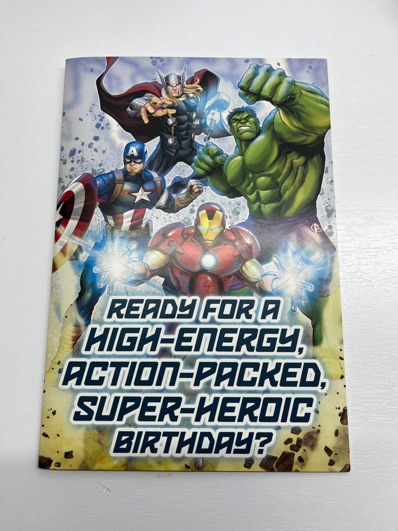 Marvel Avengers Birthday Card (with music), 興趣及遊戲, 手作＆自家設計, 文具及工藝 - 畫作及 ...