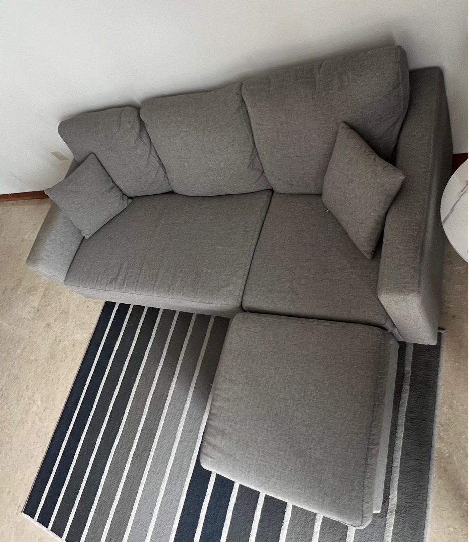 Minimalist 3-seater sofa with foot rest, Furniture & Home Living ...