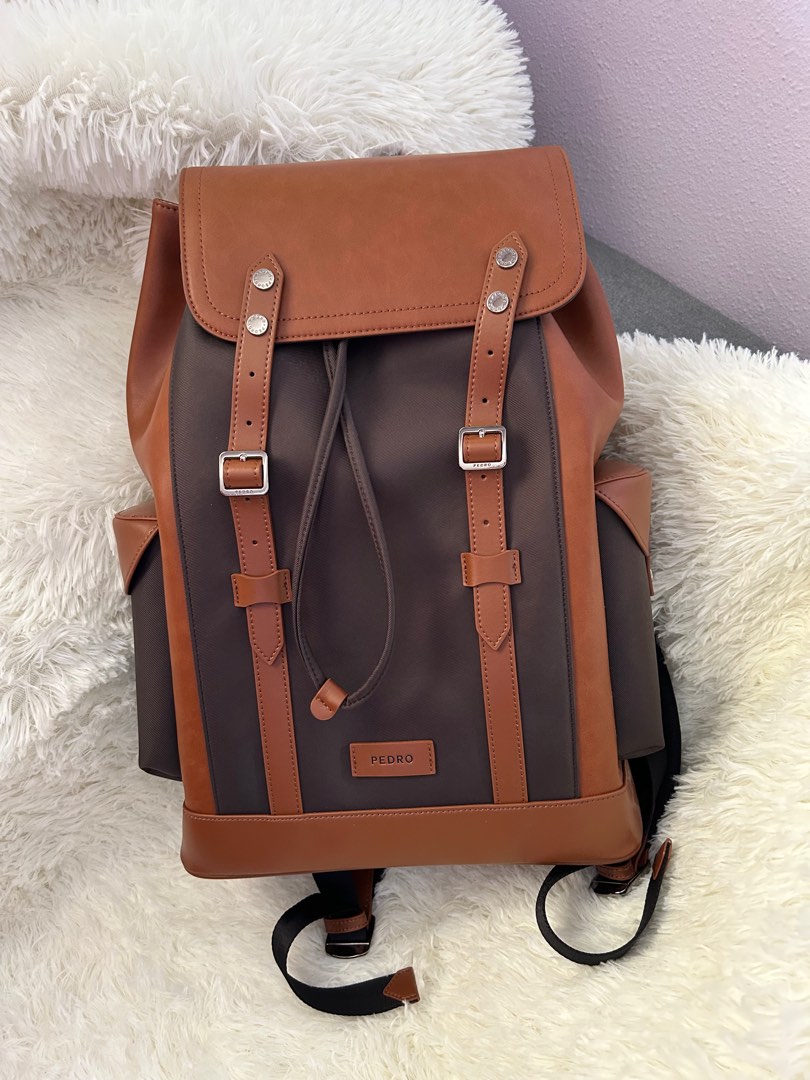 Multi Compartment Backpack with Lining - Cognac, Men's Fashion, Bags ...