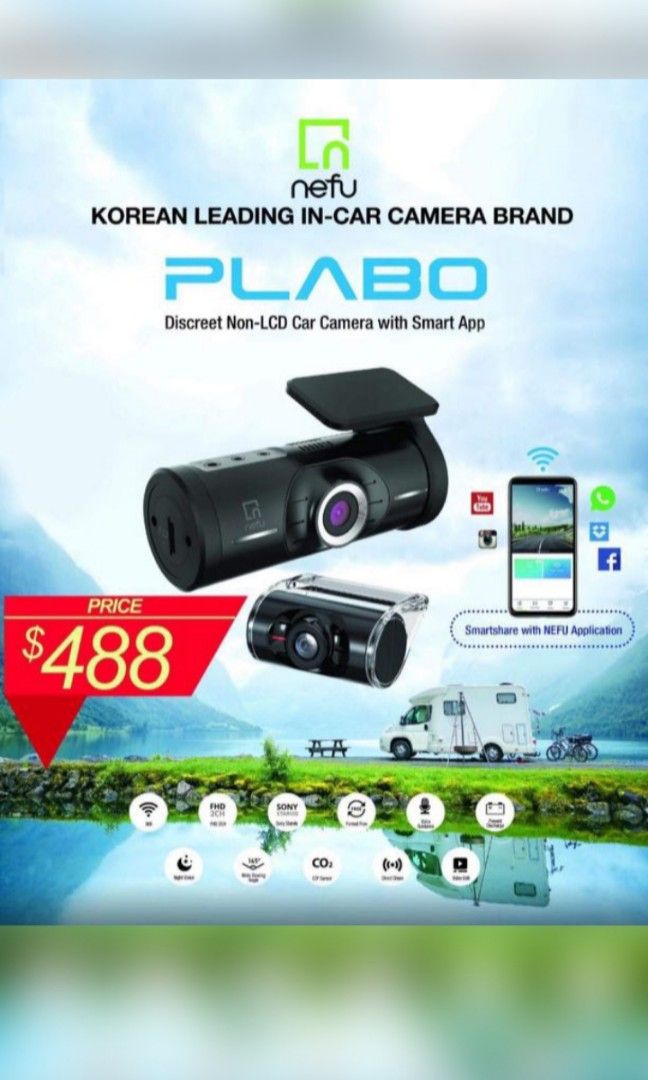 NEFU Plabo Korean Dashcam Front and Rear full set with cables and box ...
