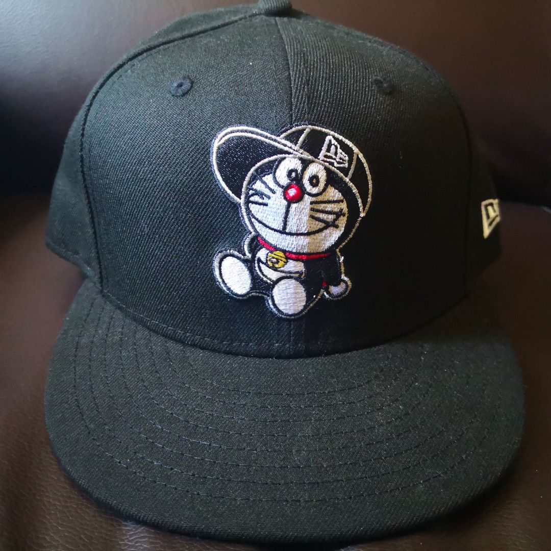 New Era Japan x Doraemon Black 5950 Fitted 7 3/8, Men's Fashion ...