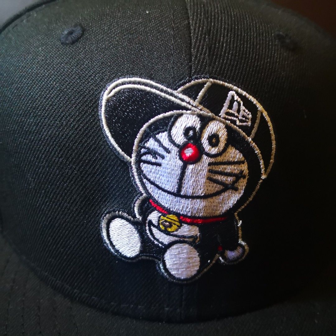 New Era Japan x Doraemon Black 5950 Fitted 7 3/8, Men's Fashion ...