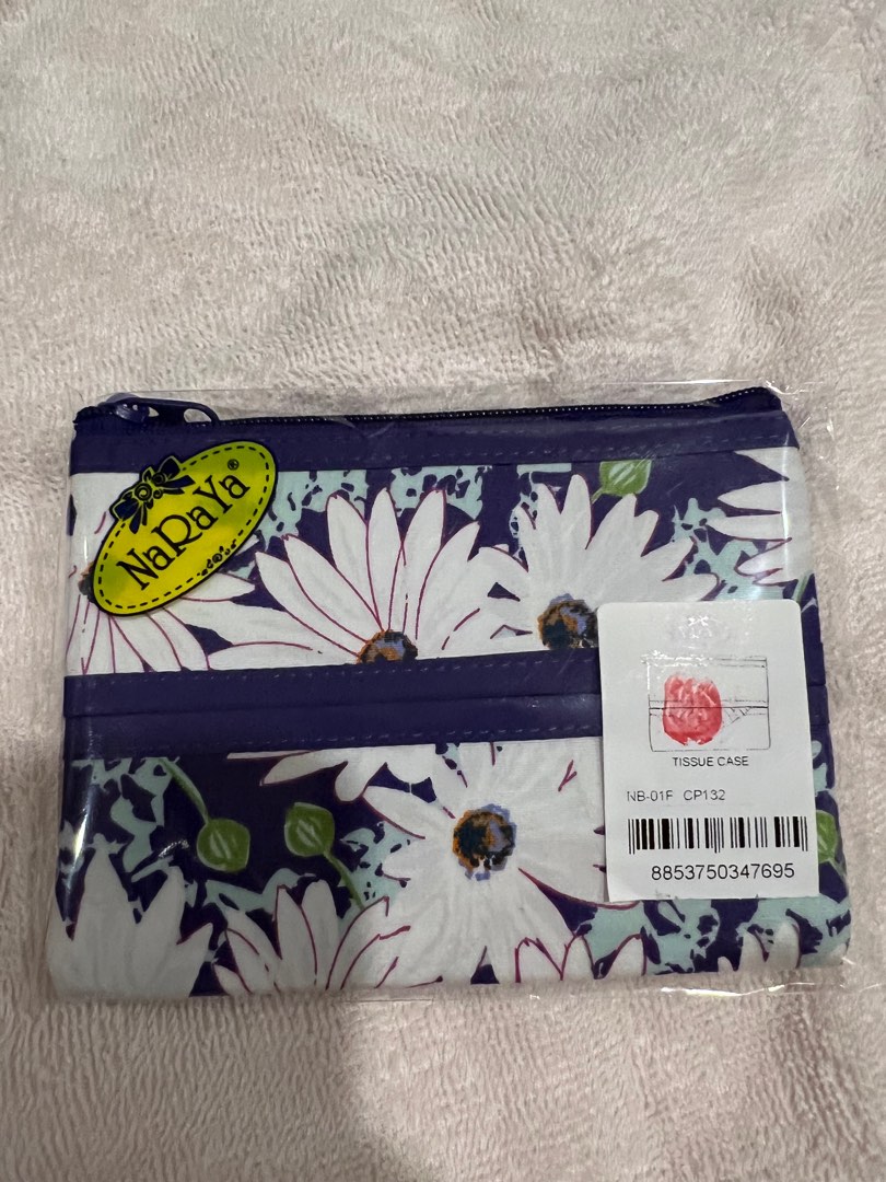 New NaRaYa tissue pouch with zip coin and notes compartment white ...