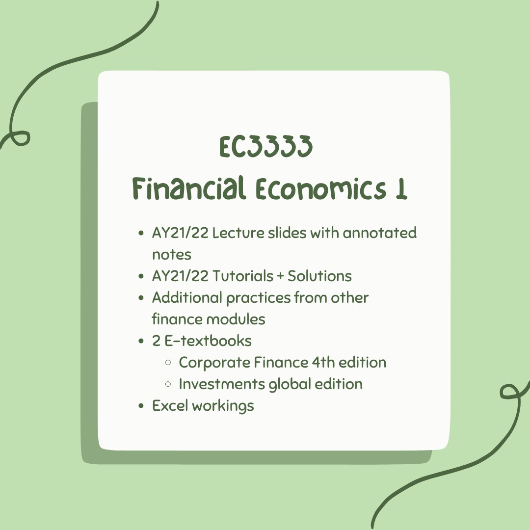 NUS EC3333 Financial Economics I Notes, Hobbies & Toys, Books ...