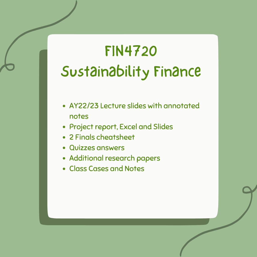 NUS FIN4720 Sustainability Finance, Hobbies & Toys, Books & Magazines ...