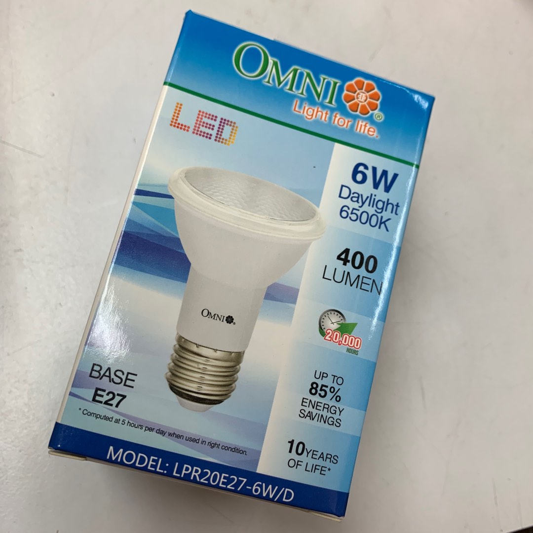 OMNI LED Par 20 6w E27 220-240v 6500k daylight 白光 射膽 射燈, 傢俬＆家居, 燈飾及風扇, 燈飾 - Carousell