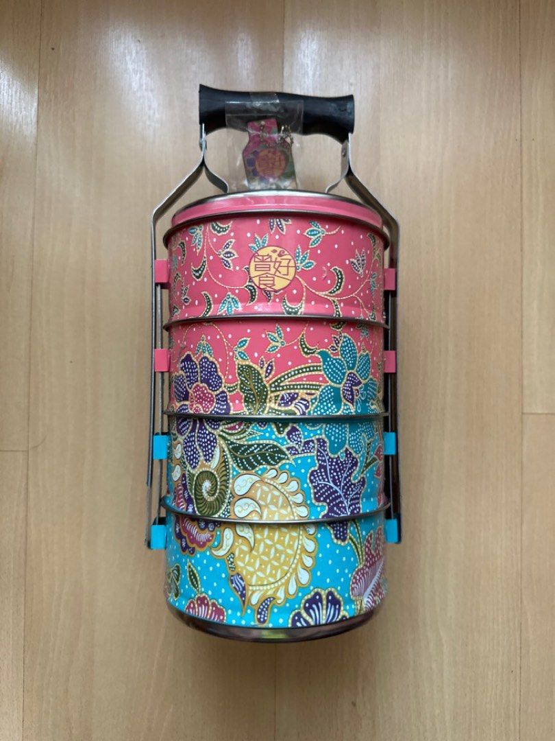 Peranakan TingKat Tiffin 4-tier with matching warmer bag, ideal as ...