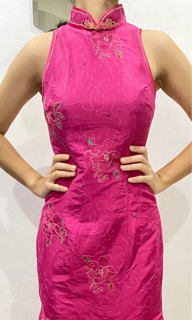 Pink Cheongsam Gown Womens Fashion Dresses And Sets Traditional