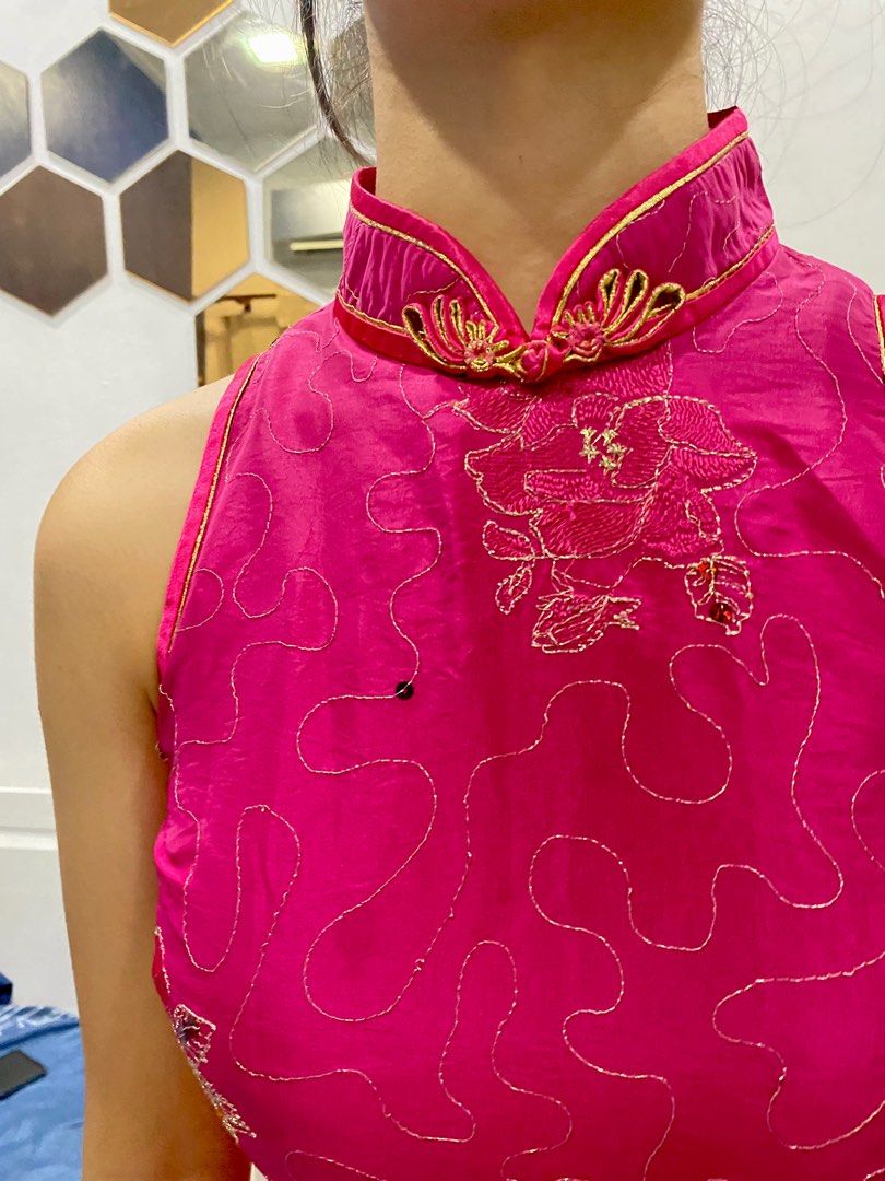 Pink Cheongsam Gown Womens Fashion Dresses And Sets Traditional
