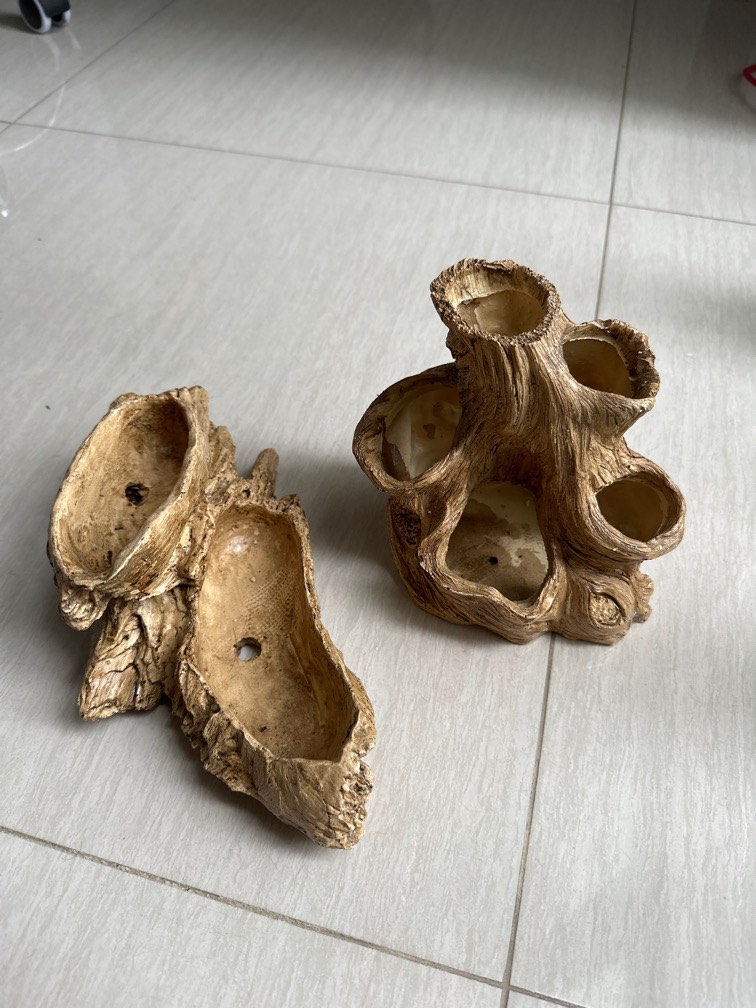 Plant pot log shape, both at $3, Furniture & Home Living, Gardening ...