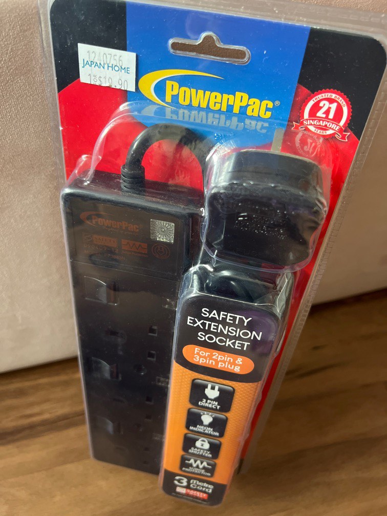 PowerPac Safety Extension Socket for 2 pin & 3 pin plug, TV & Home ...