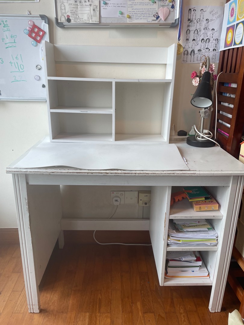Preloved IKEA Brusali study table & small bookcase (not from IKEA ...