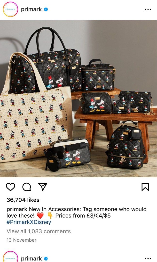 PRIMARK Mickey and Minnie sling cross body bag, Women's Fashion, Bags ...