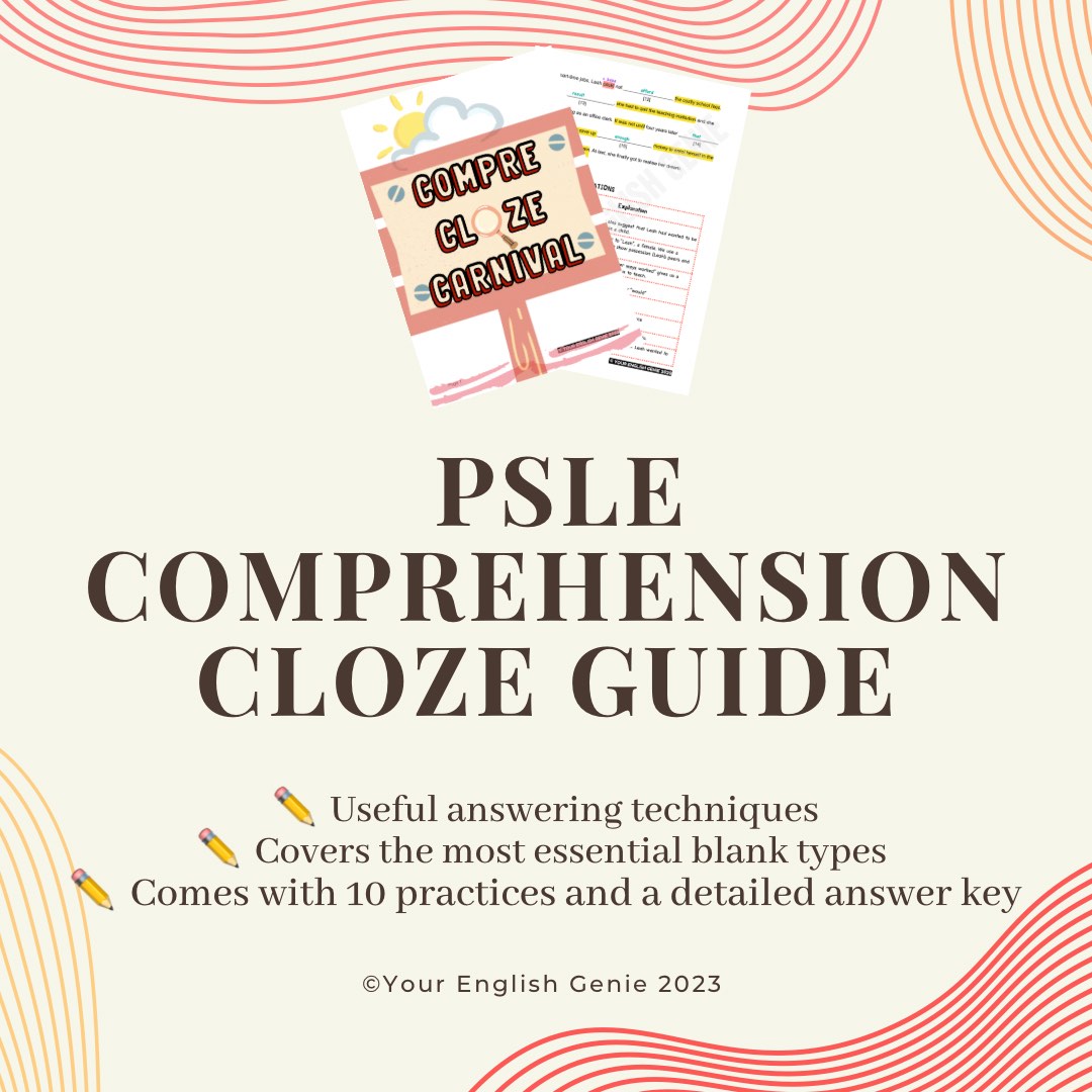 PSLE Comprehension Cloze Notes / Guide + Practices (Primary English ...