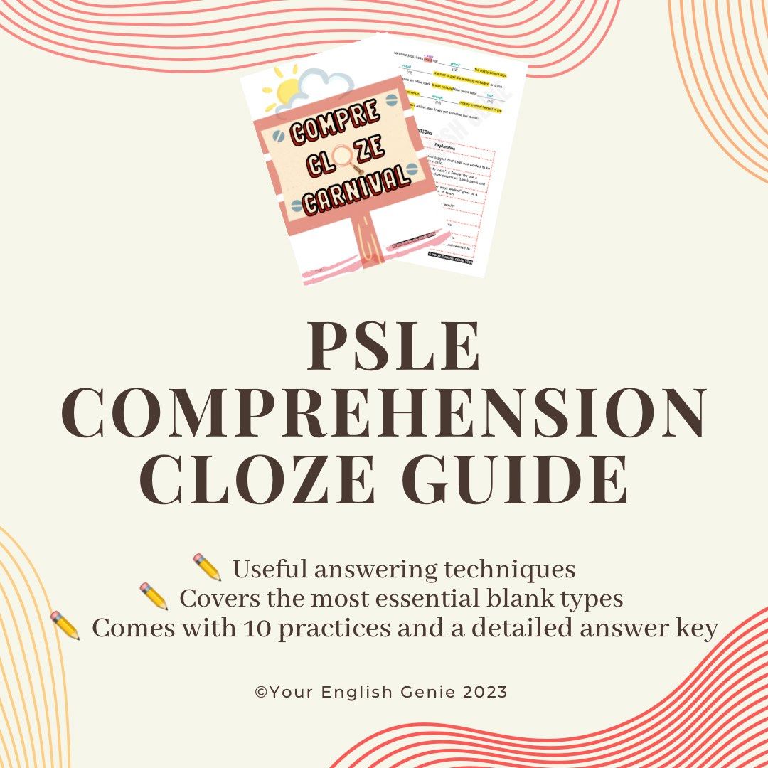 PSLE Comprehension Cloze Notes / Guide + Practices (Primary English ...