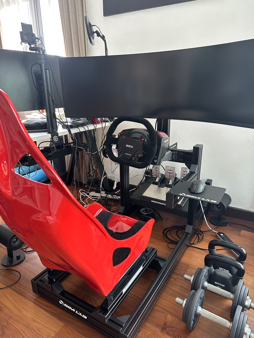Sim Racing rig with Thrustmaster TS XW racing wheel, servo and pedals ...