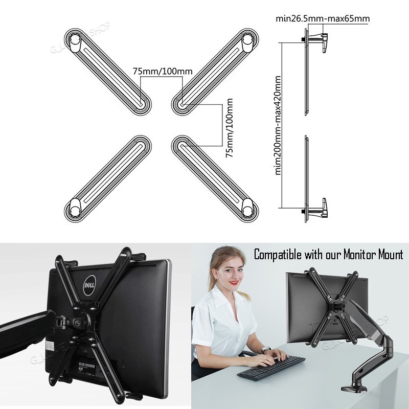 Single Monitor Arm Stand Articulating Gas Spring Adjustable Desk Mount ...
