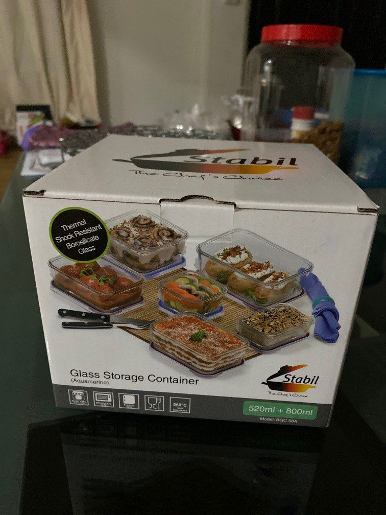 Stabil Glass Storage Container 520ml + 800ml, TV & Home Appliances ...