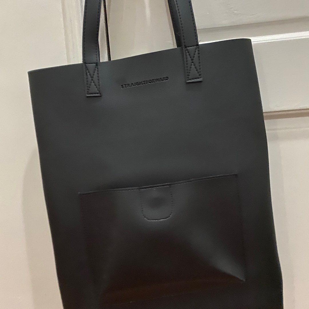 Straightforward Vegan Leather Tote Bag - Black, Women's Fashion, Bags ...