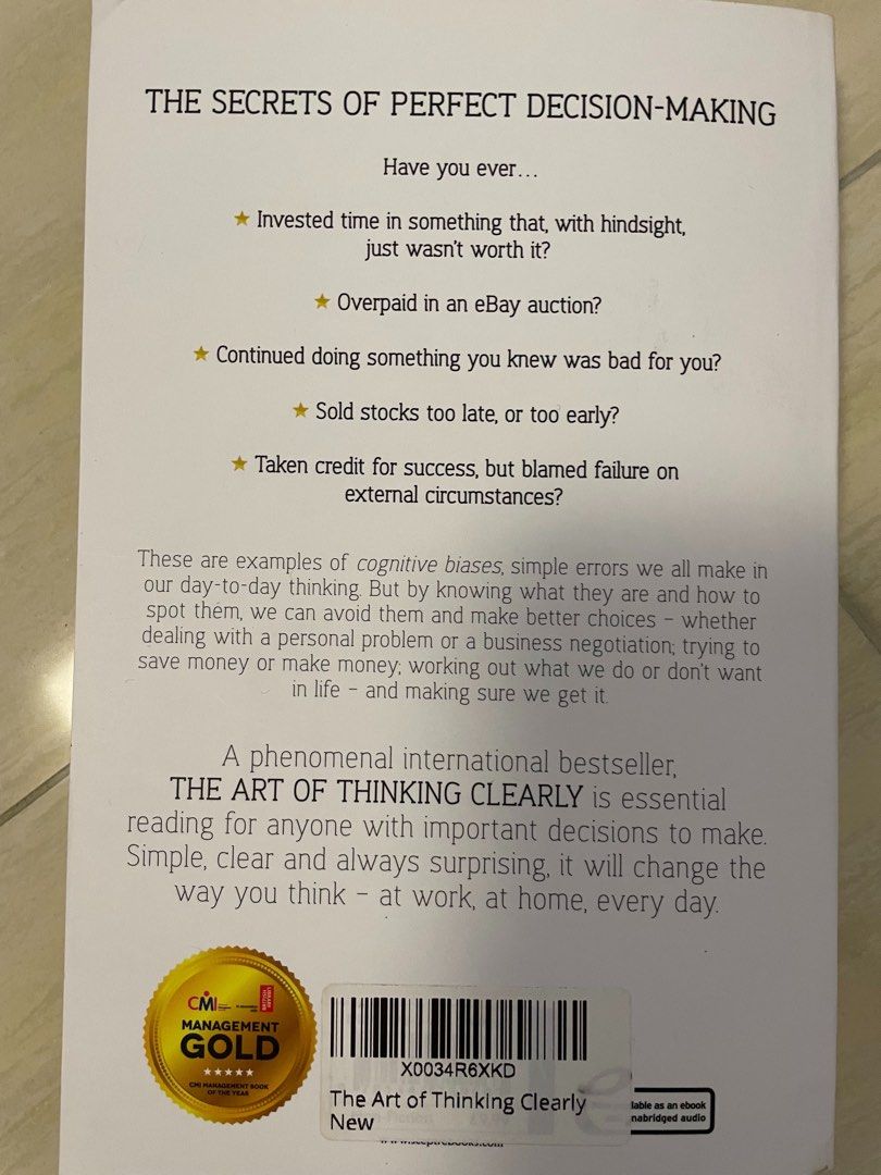 The Art Of Thinking Clearly, Hobbies & Toys, Books & Magazines, Fiction ...