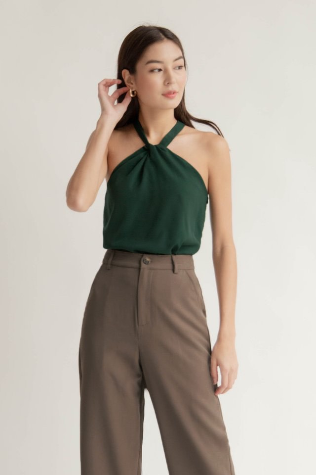 [the willow label] OPHELIA CROSSOVER TOP FOREST, Women's Fashion, Tops ...