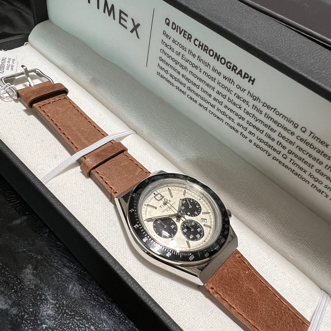 Timex Q diver chronograph ‘panda’, Men's Fashion, Watches & Accessories ...