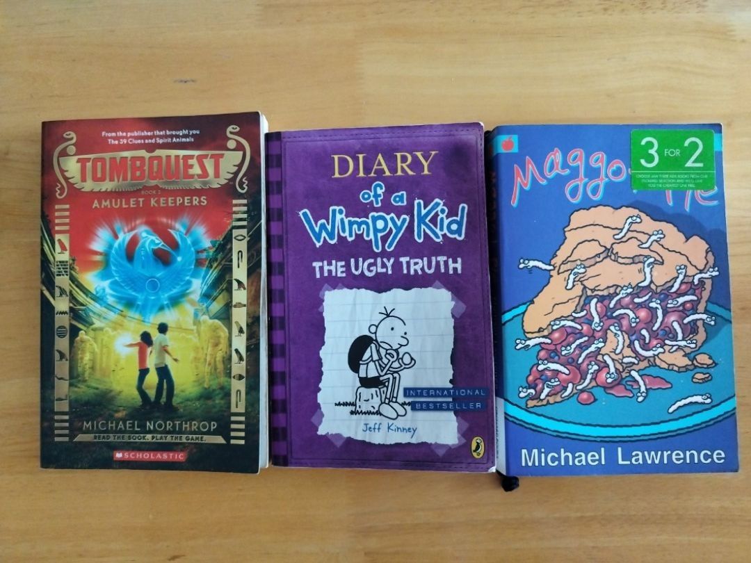 Tombquest Book 2, Diary of the Wimpy kid, Maggot Pie, The Seeds of time ...