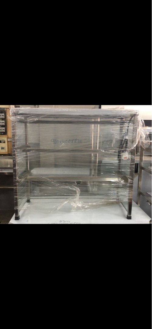 Wall shelvings, stainless steel counter top table, glass display for ...