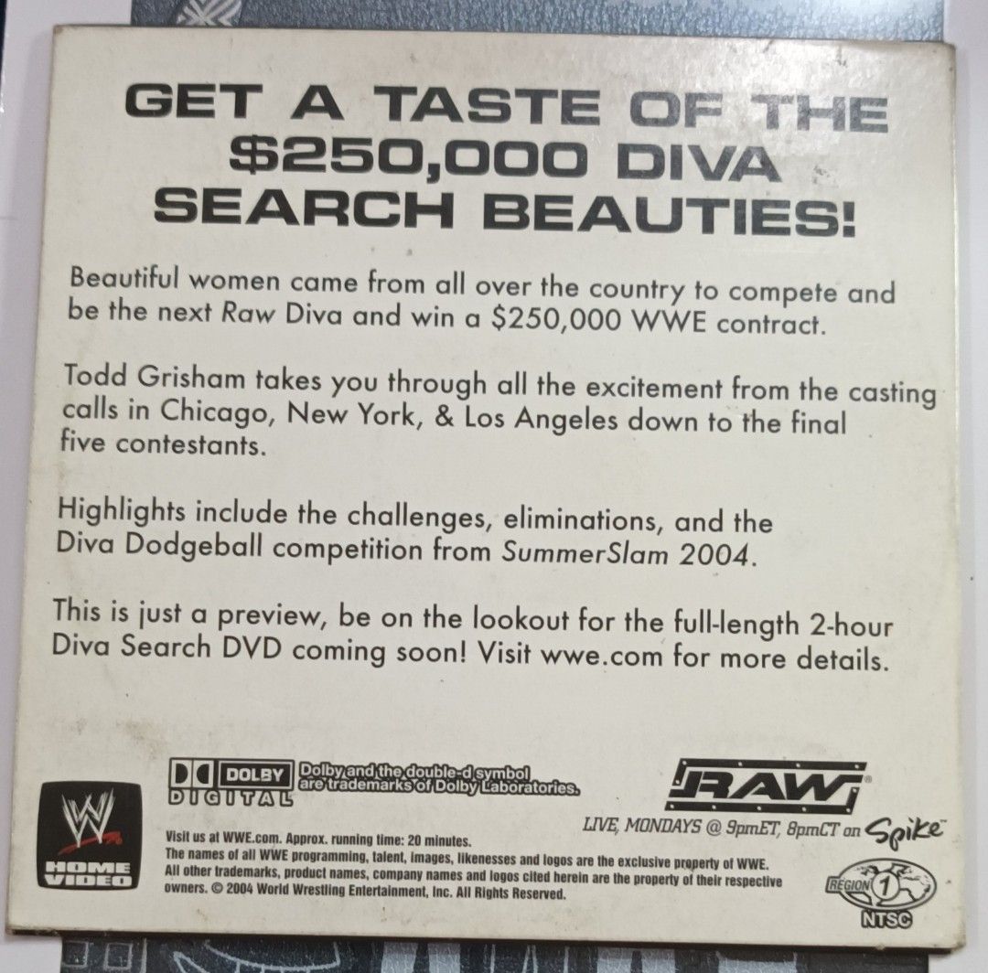 WWE Raw Diva Search DVD Sampler, Hobbies & Toys, Music & Media, CDs ...