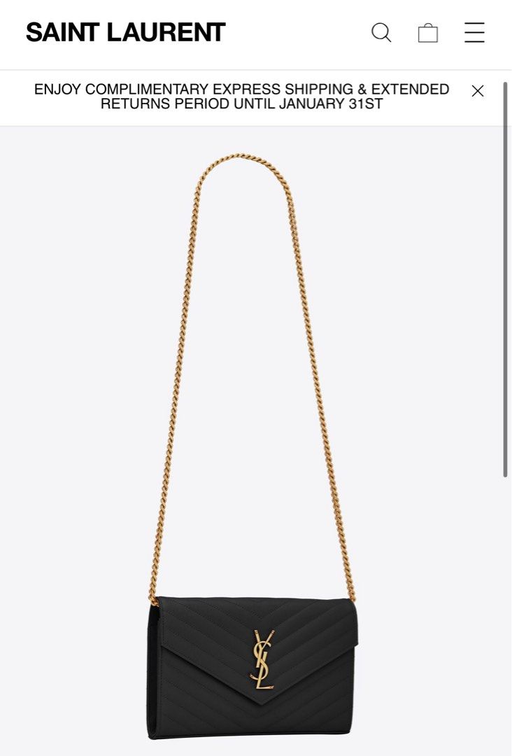 YSL Cassandre Wallet On Chain in Calfskin Leather, Luxury, Bags & Wallets on Carousell