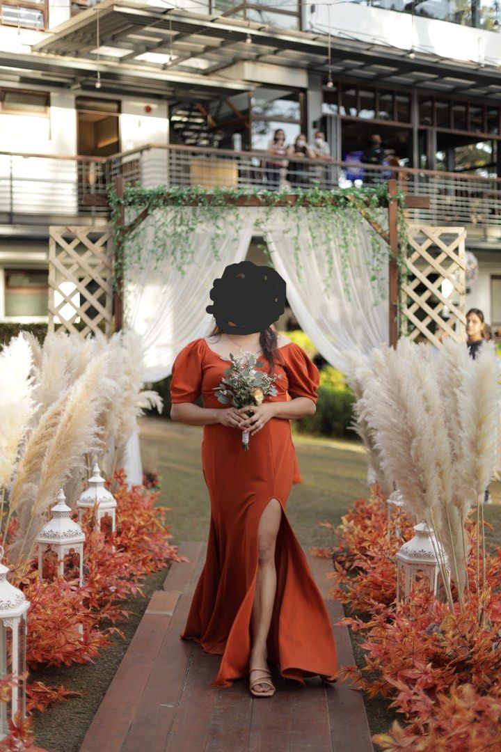 1 pc Maid of Honor / Bridesmaid Gown - Rust Color, Women's Fashion ...