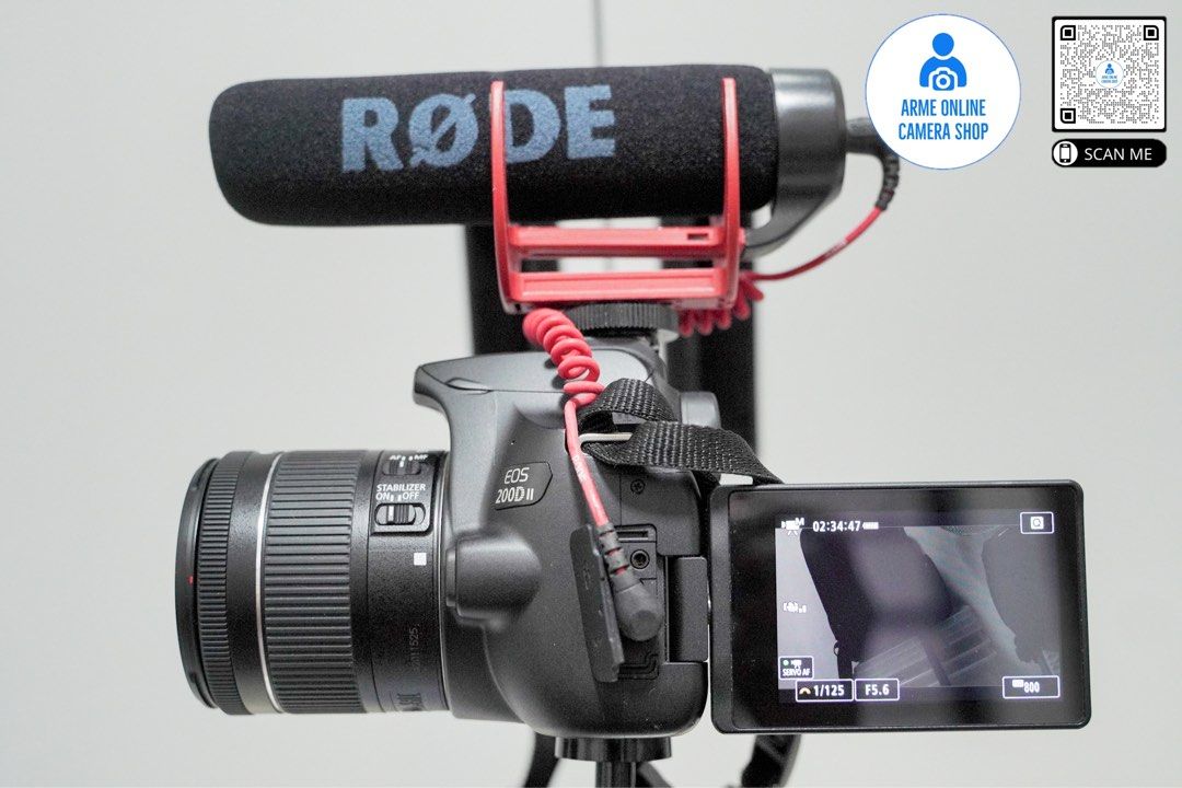 Canon 200D Mark II 4K UHD DSLR Camera Complete Vlogging Package + RODE ...