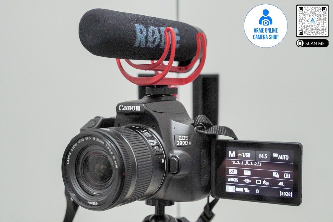 Canon 200D Mark II 4K UHD DSLR Camera Complete Vlogging Package + RODE ...