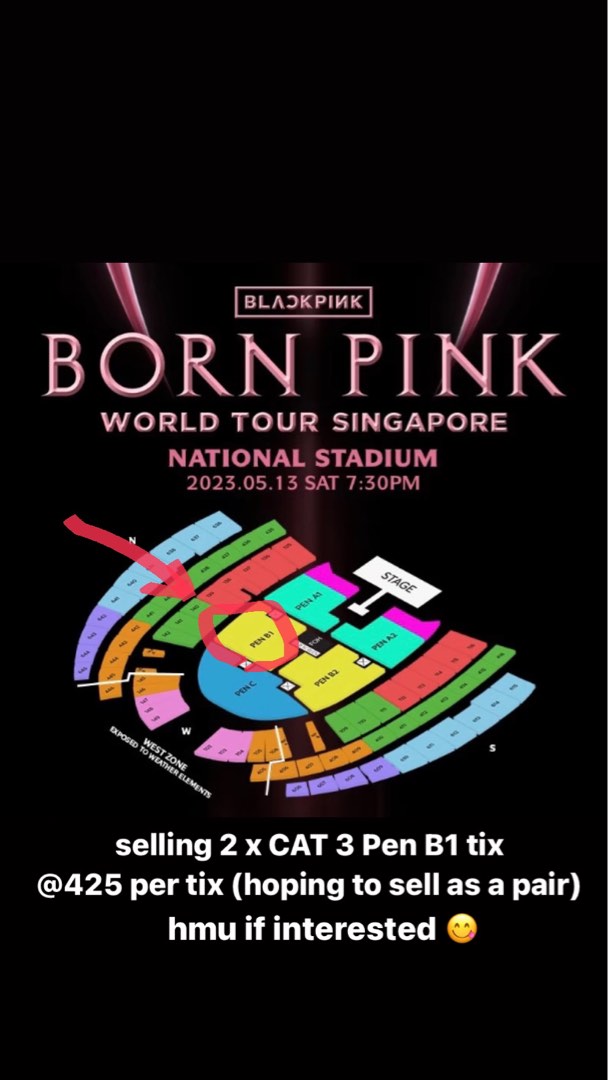 Cat 3 Blackpink Born Pink Concert Tickets Singapore, Tickets & Vouchers ...