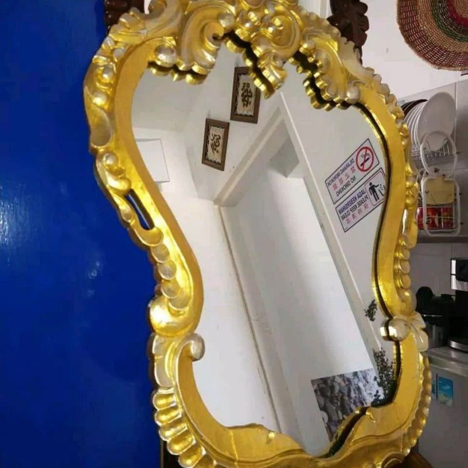 Cermin kayu jati gold, Furniture & Home Living, Home Decor, Mirrors on ...